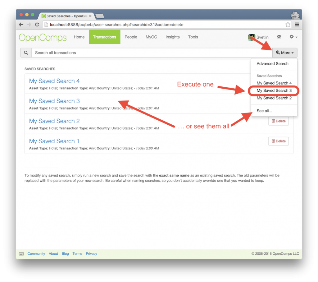 Saved Search Screen On Desktop – OpenComps Blog