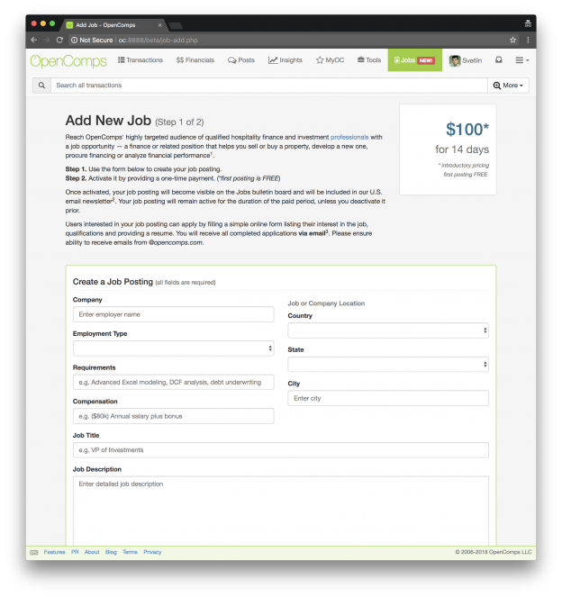 Add a Job screen – OpenComps Blog