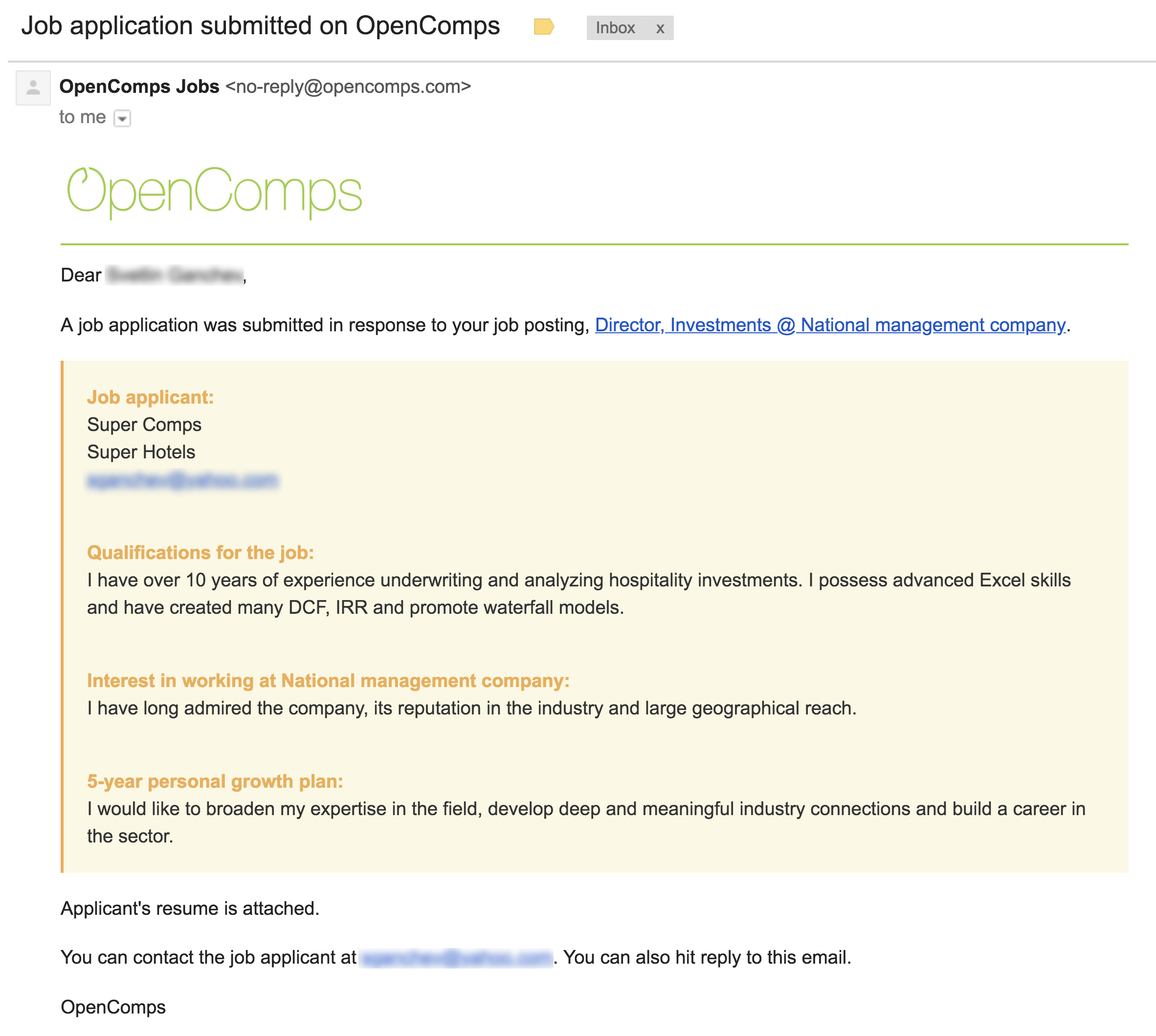 Email Job Application OpenComps Blog